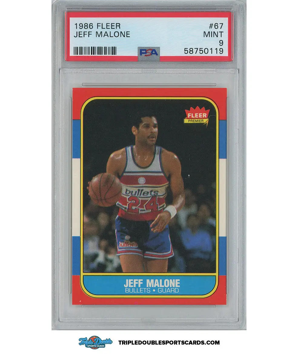 1986 Fleer Jeff Malone #67 PSA 9 - Triple Double Sports Cards