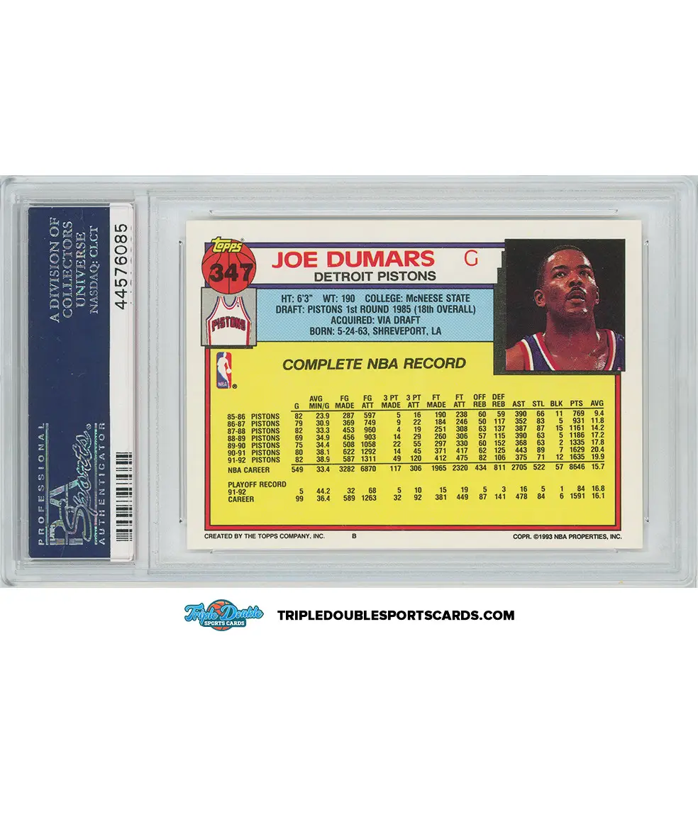 1992 Topps Joe Dumars #347 PSA 10 - Triple Double Sports Cards