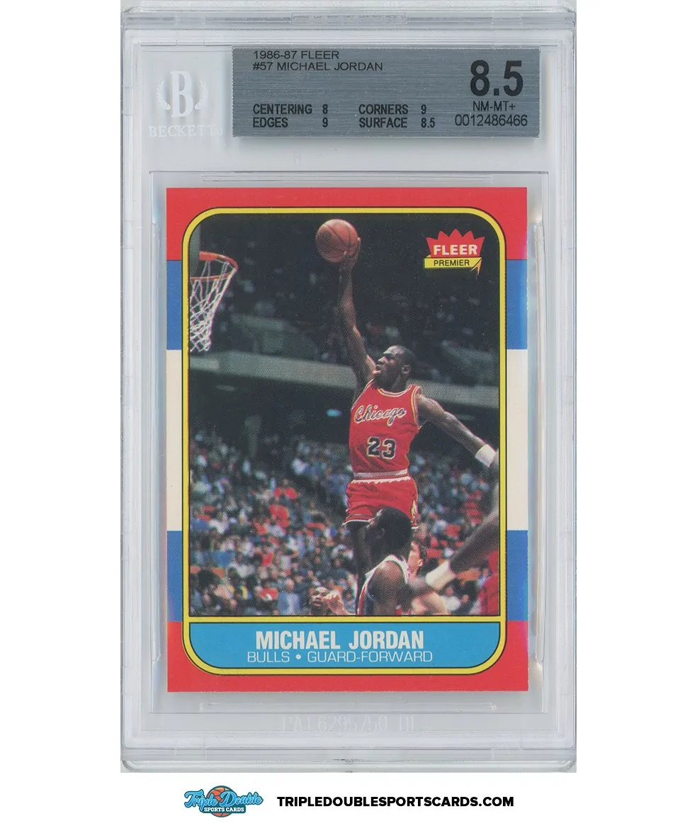 1986 Fleer Michael Jordan #57 Beckett 8.5 - Triple Double Sports Cards