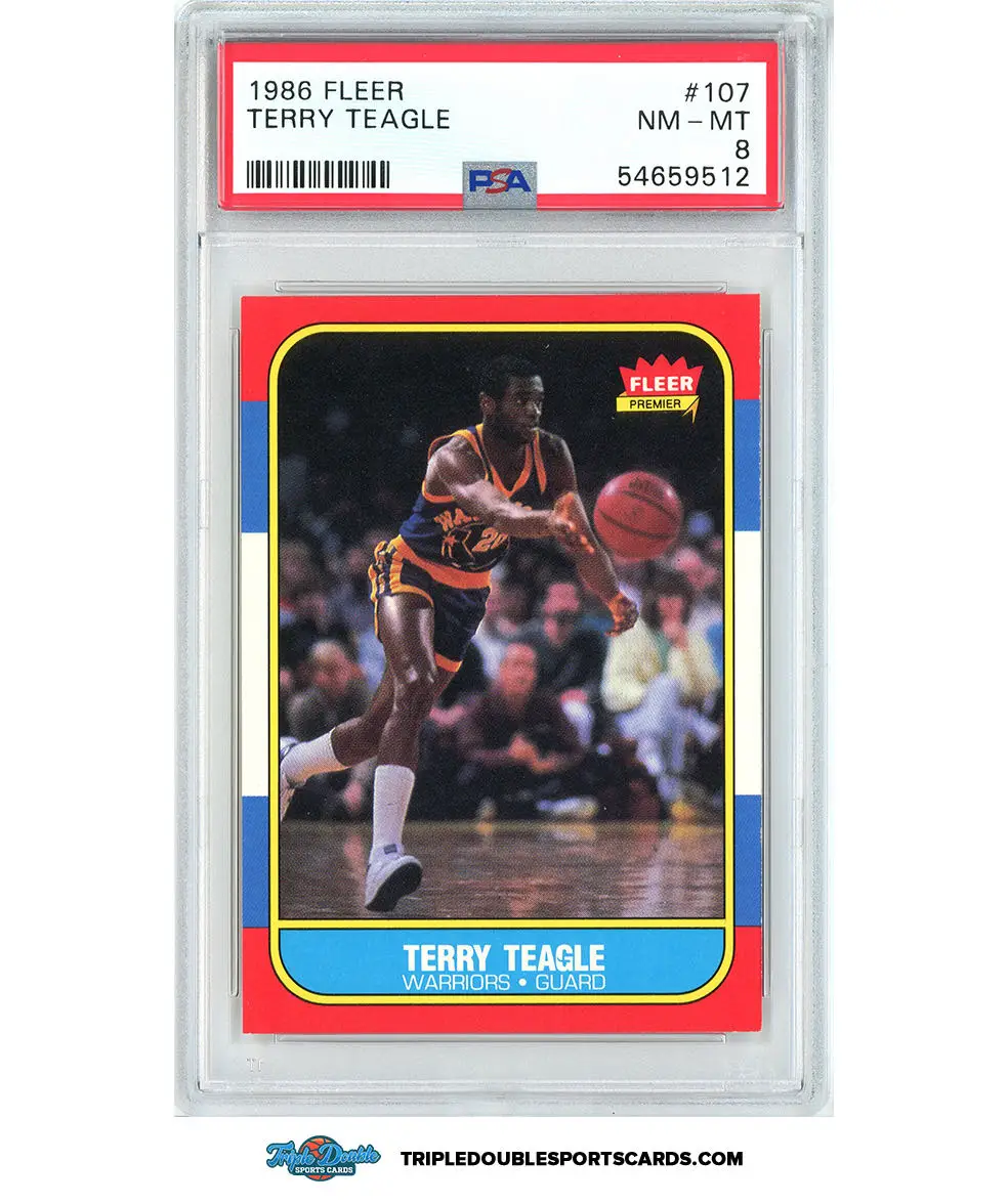1986 Fleer Terry Teagle #107 PSA 8 - Triple Double Sports Cards